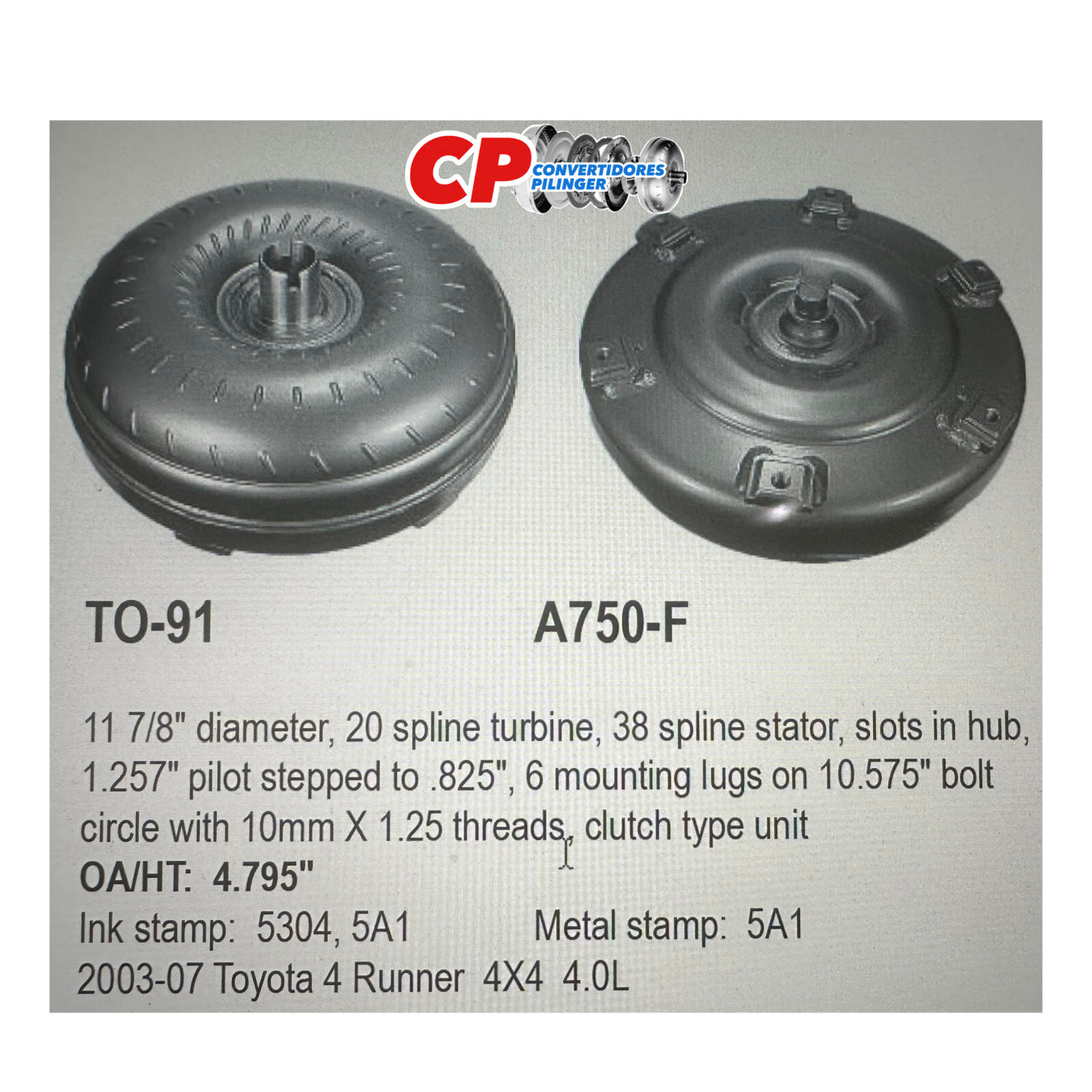 Toyota Transmission Torque Converter 4RUNNER,TACOMA A750E/F Engine 4.0L ...