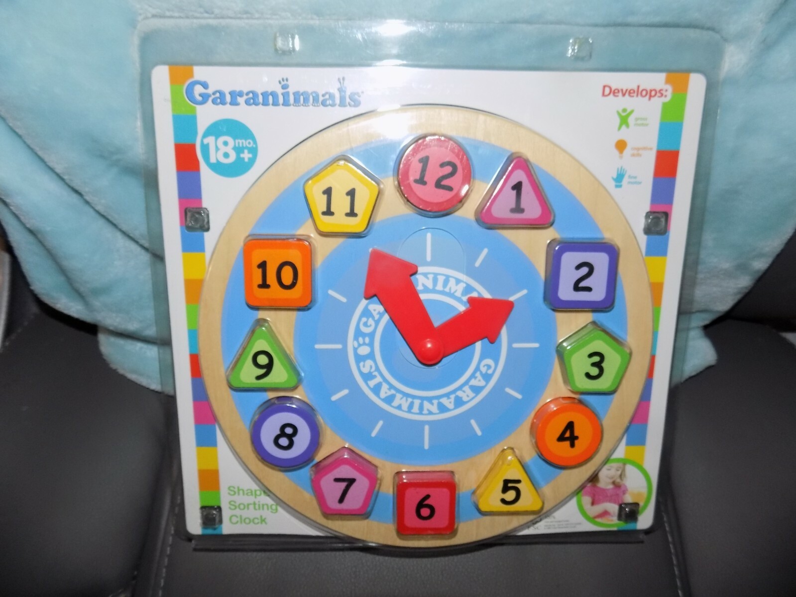 Wood Clock Toy Garanimals Sort Shape Play Learn Time Child Teach Colors ...