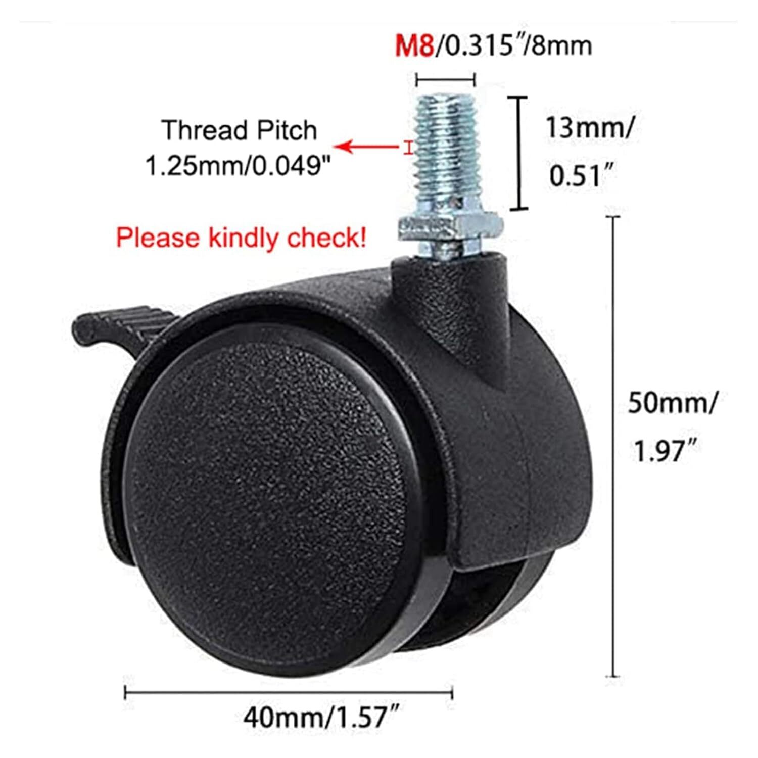 HOWDIA 4 Pack 1.5 Inch Nylon Plastic Replacement Caster Wheels for Cart ...