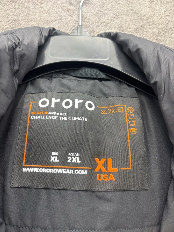 Ororo Heated Vest Mens Xl Black Full Zip Insulated Heating Puffer- NO ...