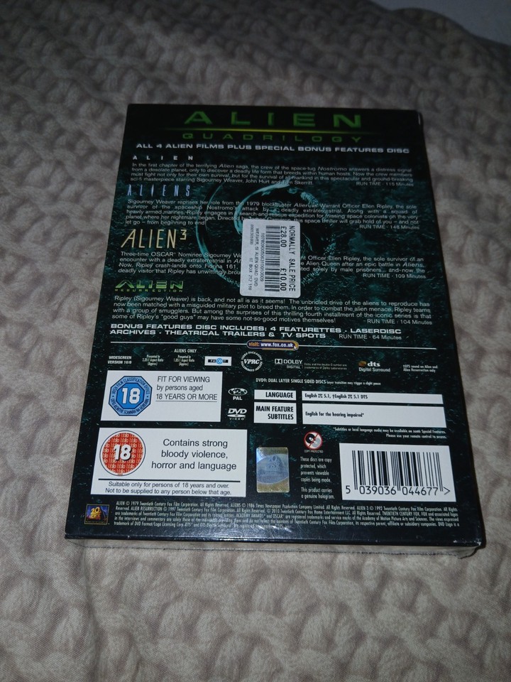 Alien Quadrilogy DVD Box Set Cert 18, New Sealed | eBay UK