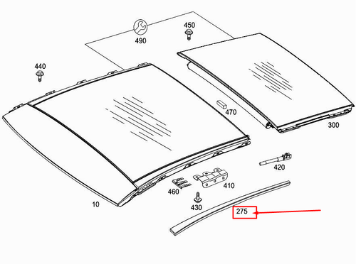 MERCEDES-BENZ C W205 Right Panoramic Roof Trim Strip A2056901201 NEW ...