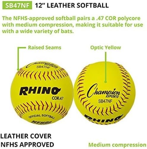 Champion Sports Adult Leather Cover Poly Core 12 Inch Optic Yellow ...