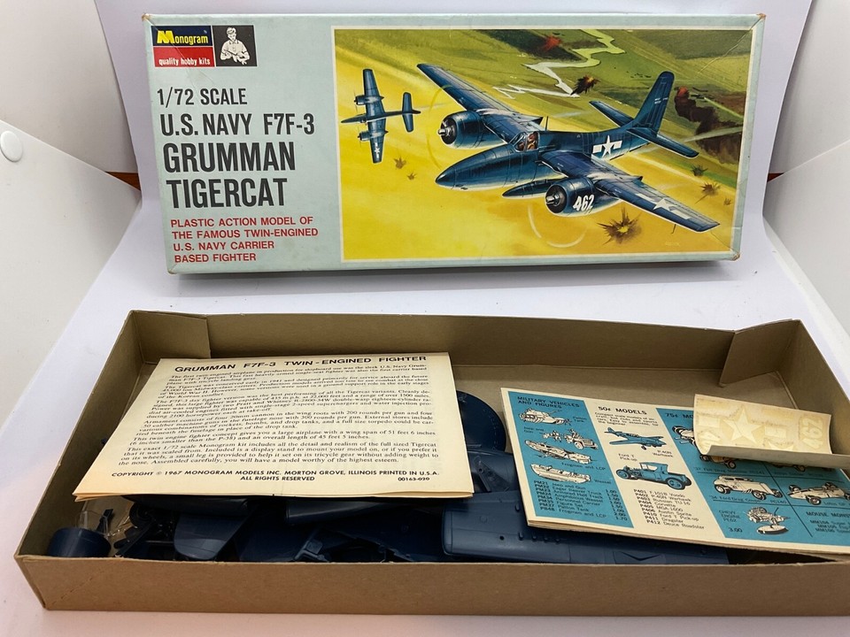 Monogram 1/72 Scale U.S. Navy F7F-3 Grumman Tigercat Model Kit #PA163 ...