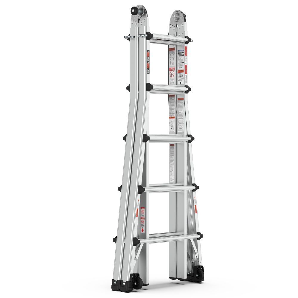 22 Ft Aluminum Adjustable Ladder Folding Extension Stepladder Multi-Use ...