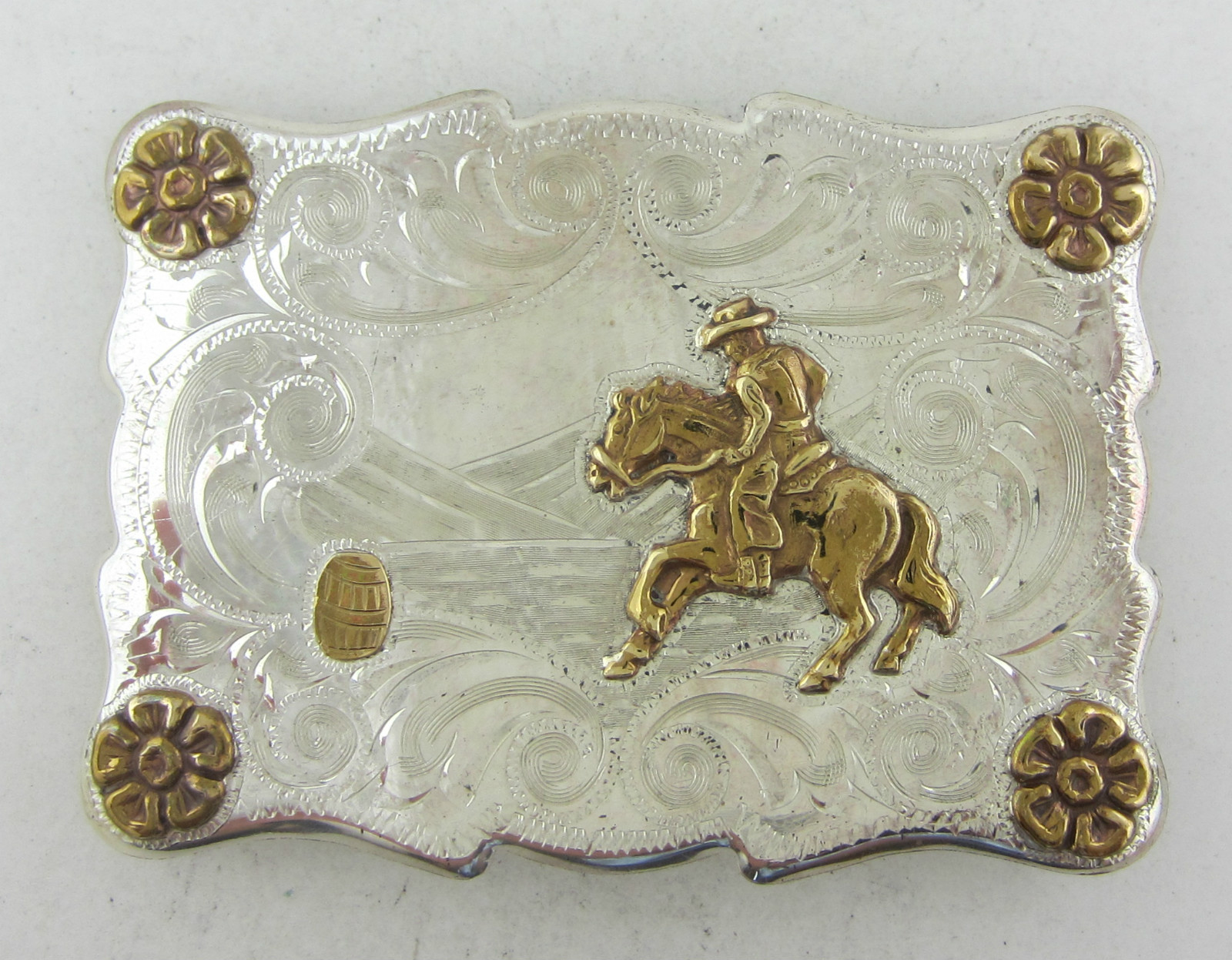 Big & Heavy Frontier Sterling Silver Etched Western Barrel Racing Belt ...