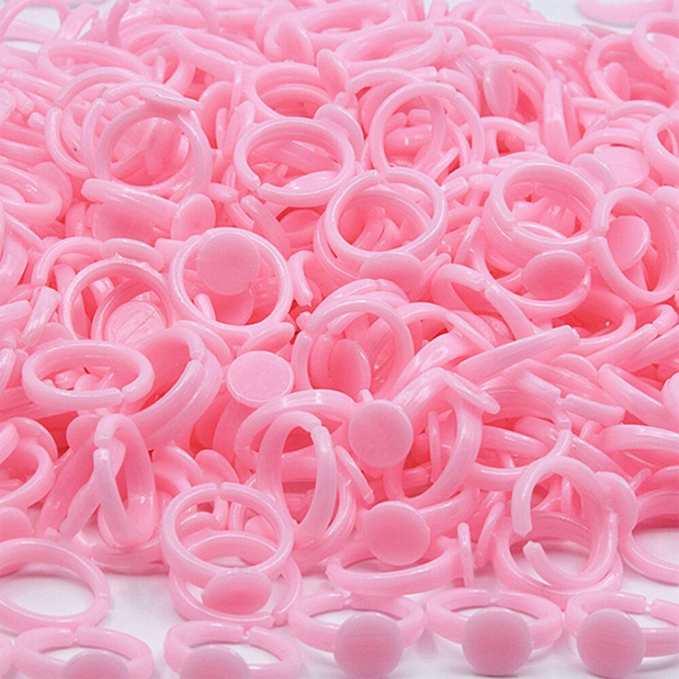 100pcs Ring Bases Adjustable Children's Plastic Ring Holder Round Bezel ...