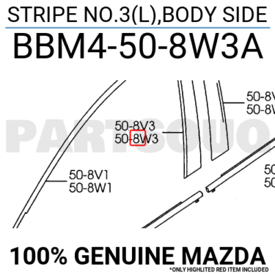 BBM4508W3A Genuine Mazda STRIPE NO.3(L),BODY SIDE BBM4-50-8W3A | eBay