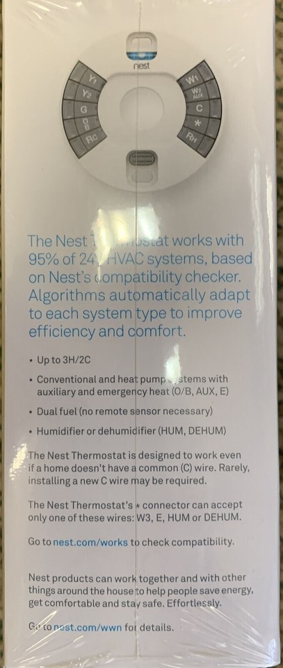 Nest Pro 3rd Gen Learning Thermostat Stainless Steel T3008US ...