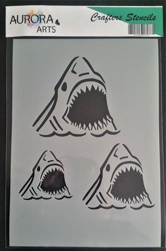 Stencil by Aurora Arts A4 shark jaws stencil set 190mic Mylar craft ...