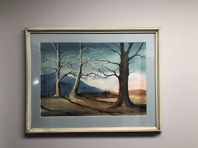 Gail Olsen Original Watercolor Winter Trees | eBay