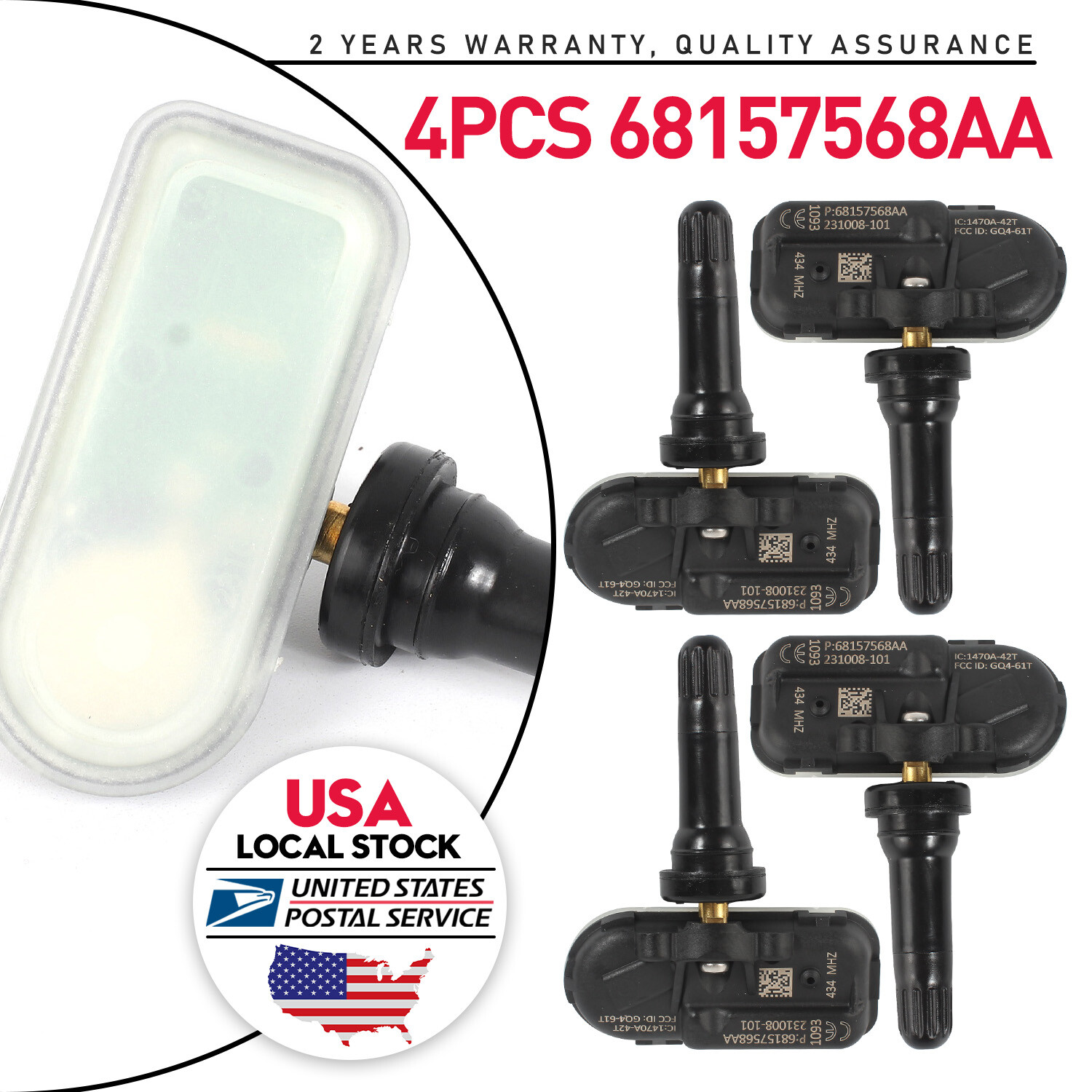 4Pcs OEM 68249197AA Tire Pressure Sensor TPMS For 2014-2018 DODGE RAM ...