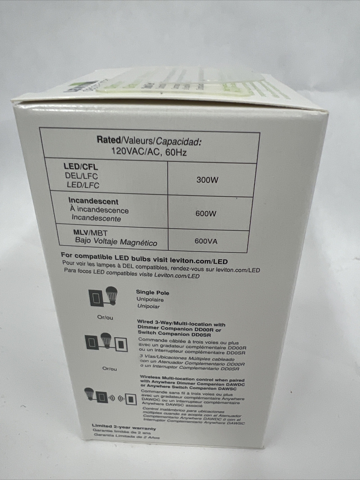Leviton Decora Smart Wi-Fi Dimmer 600W 2nd Gen (D26HD-1BW) for sale ...