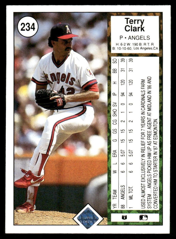 Terry Clark 1989 Upper Deck #234 Rookie California Angels | eBay
