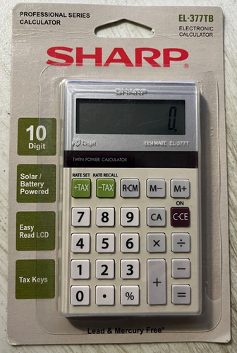 SHARP EL-377TB Electronic Calculator 10 Digit Tax Keys Solar & Battery ...