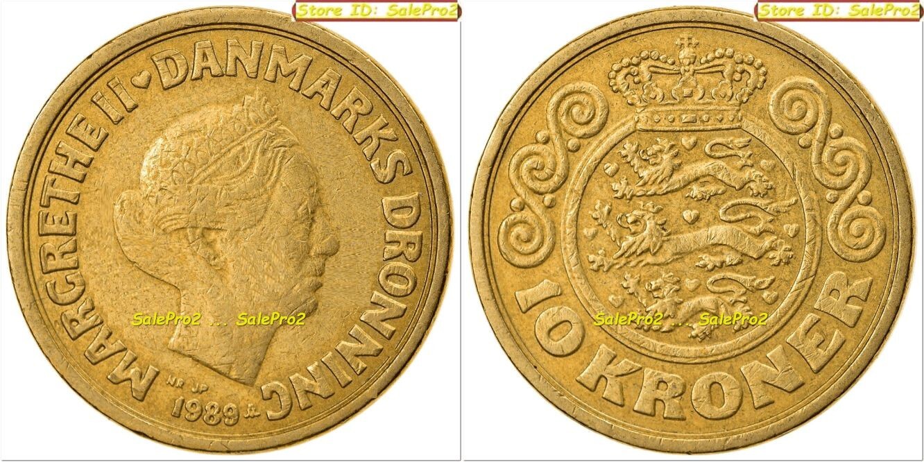 DENMARK 1989 A QUEEN MARGRETHE II DANMARKS DRONNING ALU. BRONZE 10 ...