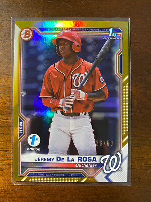 2021 Bowman 1st Edition Jeremy De La Rosa 1st Gold Foil /50 Washington ...