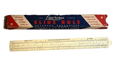 LAWRENCE ENGINEERING Wooden FAMOUS SLIDE RULE in Original Box model 10B ...