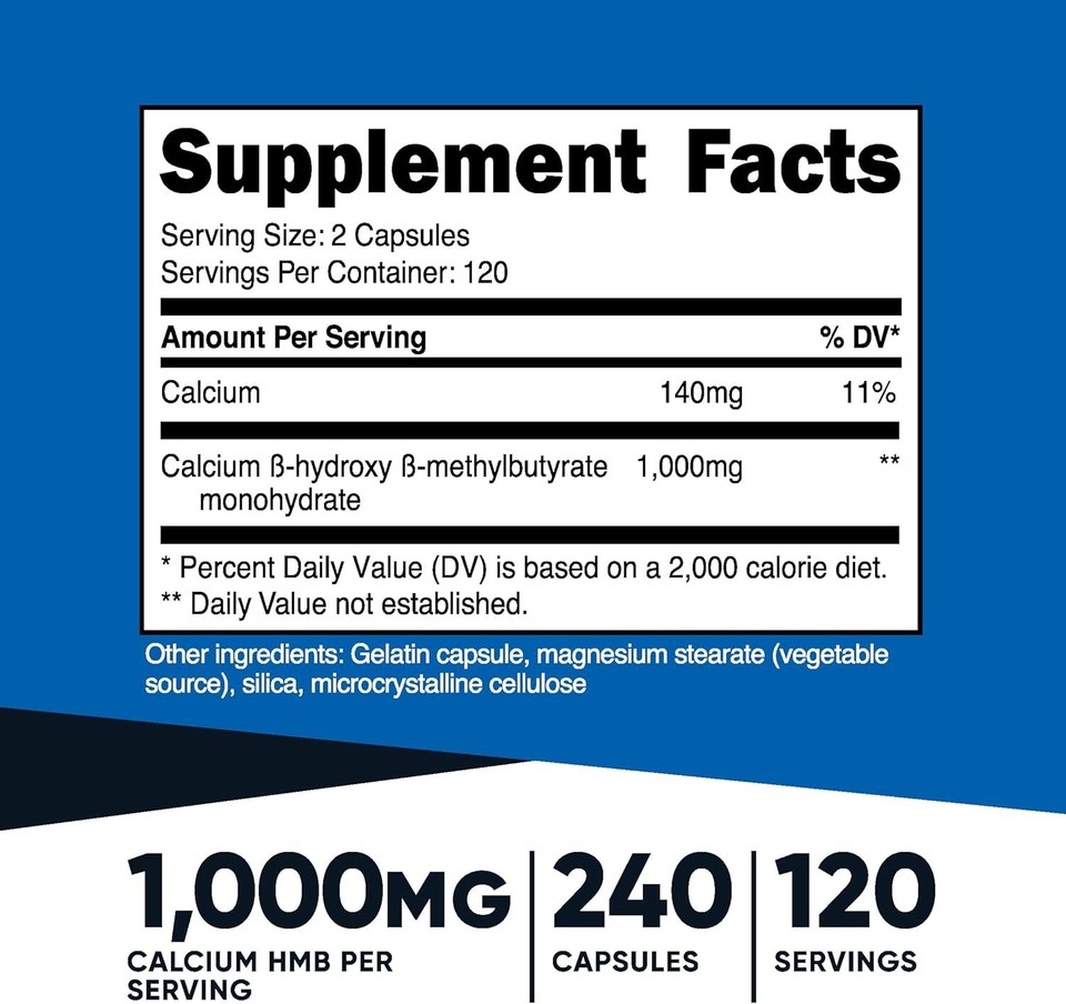 Nutricost HMB (Beta-Hydroxy Beta-Methylbutyrate) 1000mg (240 Capsules ...