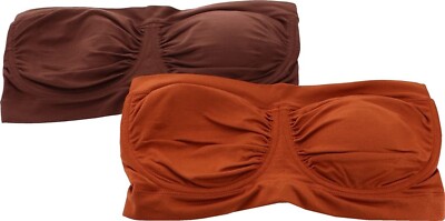 Breezies Set 2 Seamless Underwire Bandeau Bras Cappuccino Ginger XL ...