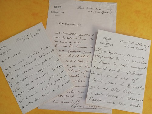 Lettres Autographes De Jean Cruppi 1855-1933 Ministre Garde Des Sceaux ...