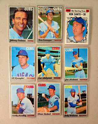 Lot of 9 1970 Topps CHICAGO CUBS vintage cards, BILLY WILLIAMS, RON ...