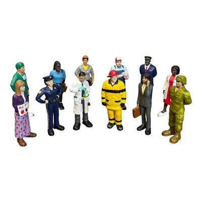 12 Lakeshore Learning PVC Figures Professions Police Fireman Army Nurse ...
