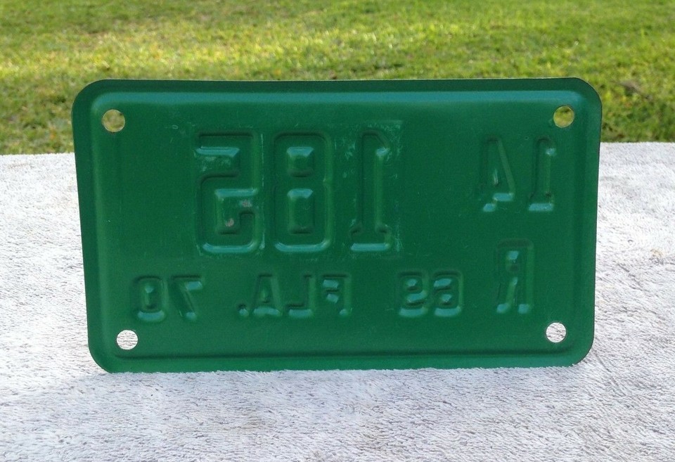 Florida MOTORCYCLE License Plate 1969 1970 Tag # 14 R 185 Marion County ...