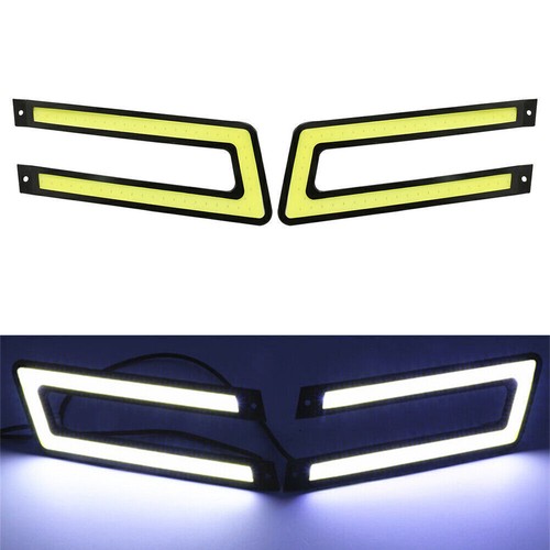 2PCS White COB DRL LED Daytime Running Light FOR Universal Car Driving ...