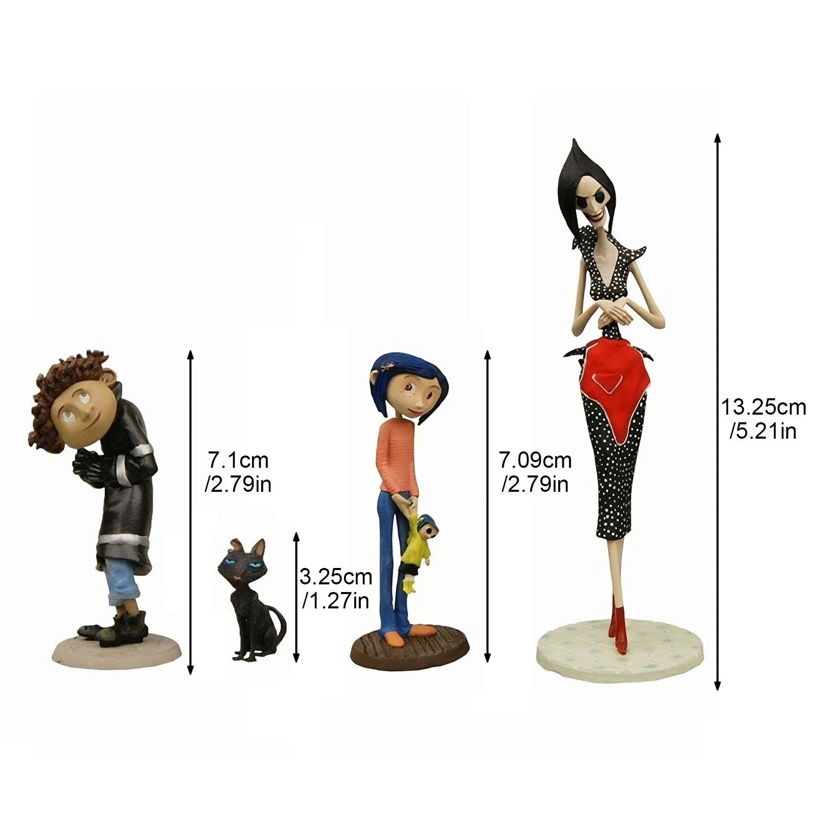 Coraline Model Dolls Toys 4pcs 3-13cm Figure Coraline Cat Wybie Other ...
