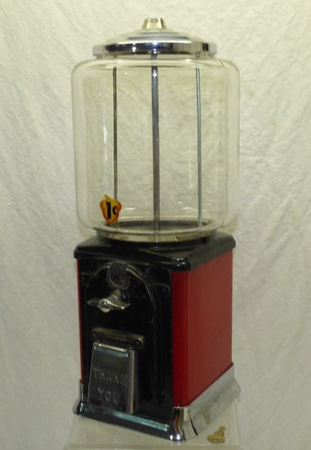 Vintage 1 Cent Penny Victor Gumball Peanut Candy Machine w/ Key Glass ...