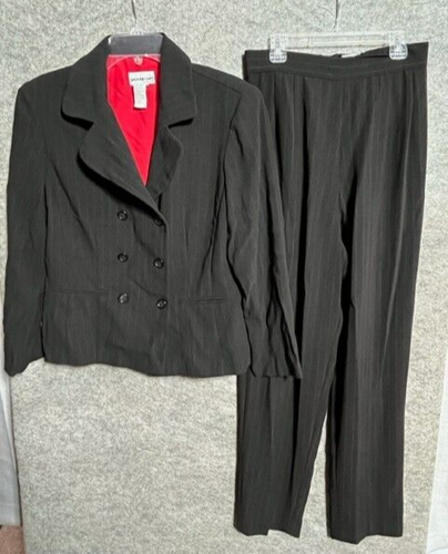 Perceptions 2 Piece Pant Suit Womens 8 Double Breasted Striped Lined ...