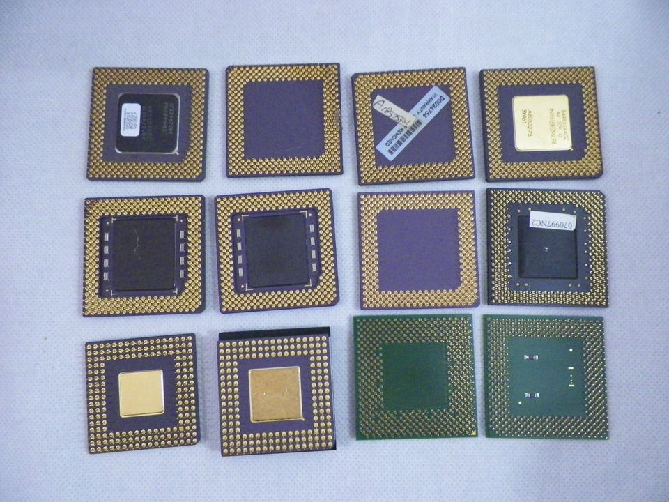 12 Vintage Computer Processors AMD INTEL CYRIX Gold Pins Scrap Recovery ...