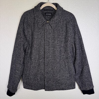 Bonobos Jacket Mens Medium Bomber Coat Herringbone Manteco Italian Wool ...