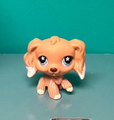 LPS 568 Rare Littlest Pet Shop Brown Cocker Spaniel Dog Flower Eyes ...