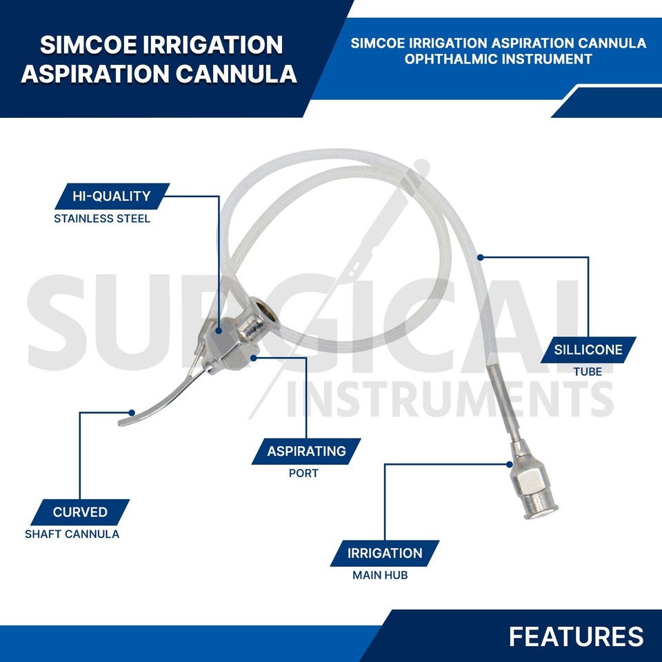 Simcoe Irrigating/Aspirating Cannula EYE 23 gauge Instruments German ...