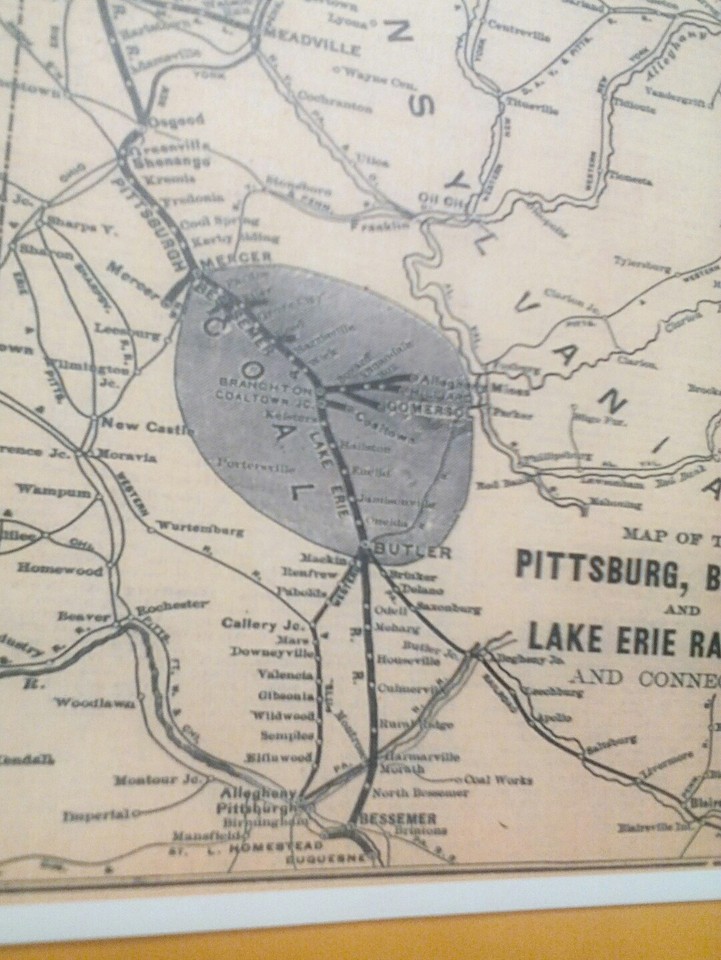 1899 Pittsburgh Bessemer & Lake Erie Railroad & Connections Rare Map 60 ...