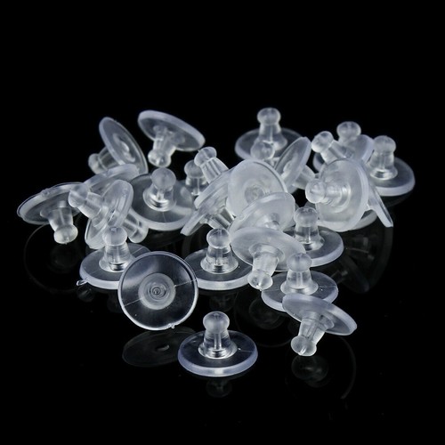 100Pcs/lot Clear Soft Silicone Rubber Earring Backs Plugs Stoppers Ear ...