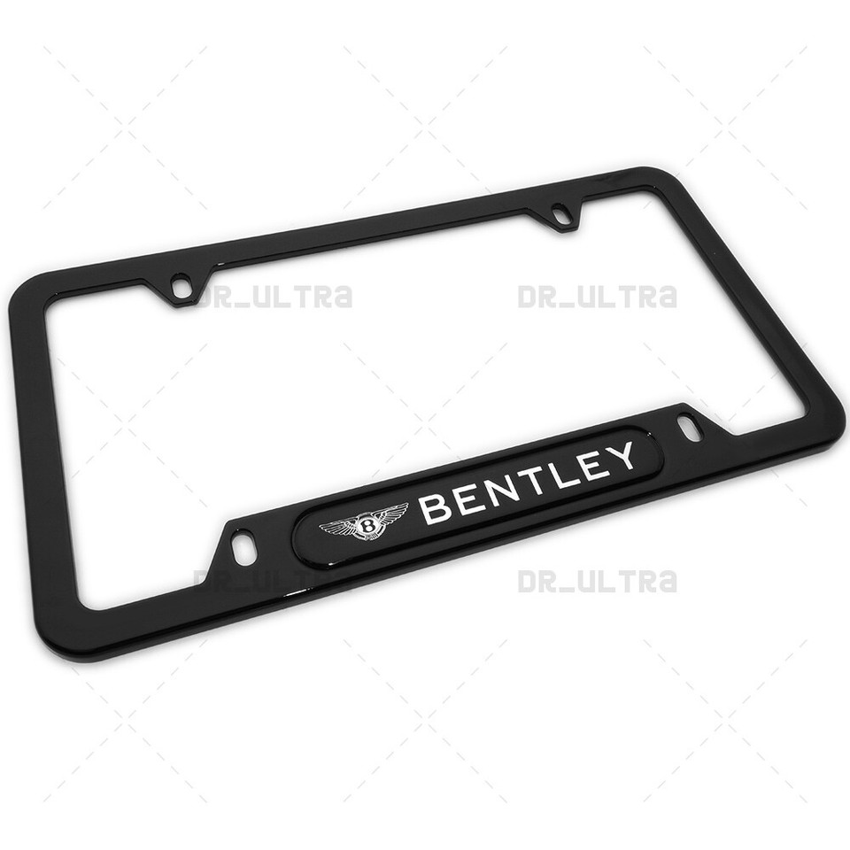 Gloss Black Front or Rear Bentley Logo Emblem License Plate Frame Cover ...