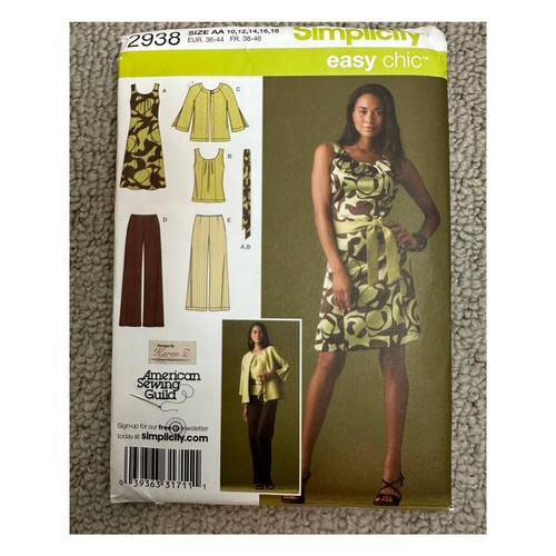 Simplicity Pattern 2938 AA 10 12 14 16 18 Dress Top Pants Jacket Belted ...