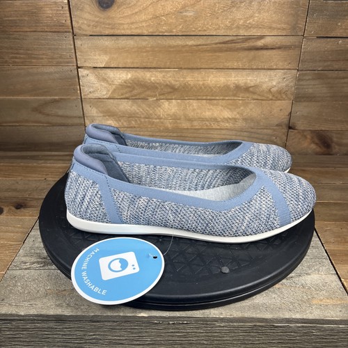 Clarks Womens Size 7 Carly Wish Blue Knit Flat Comfort Casual Slip On ...