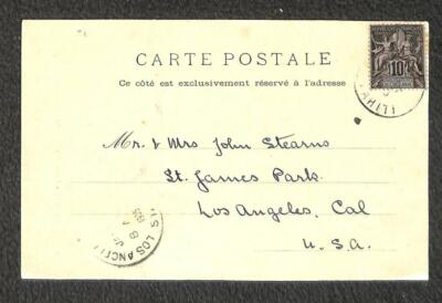 FRENCH OCEANIA SCOTT #6 STAMP PAPEETO TAHITI TO CALIFORNIA POSTCARD ...