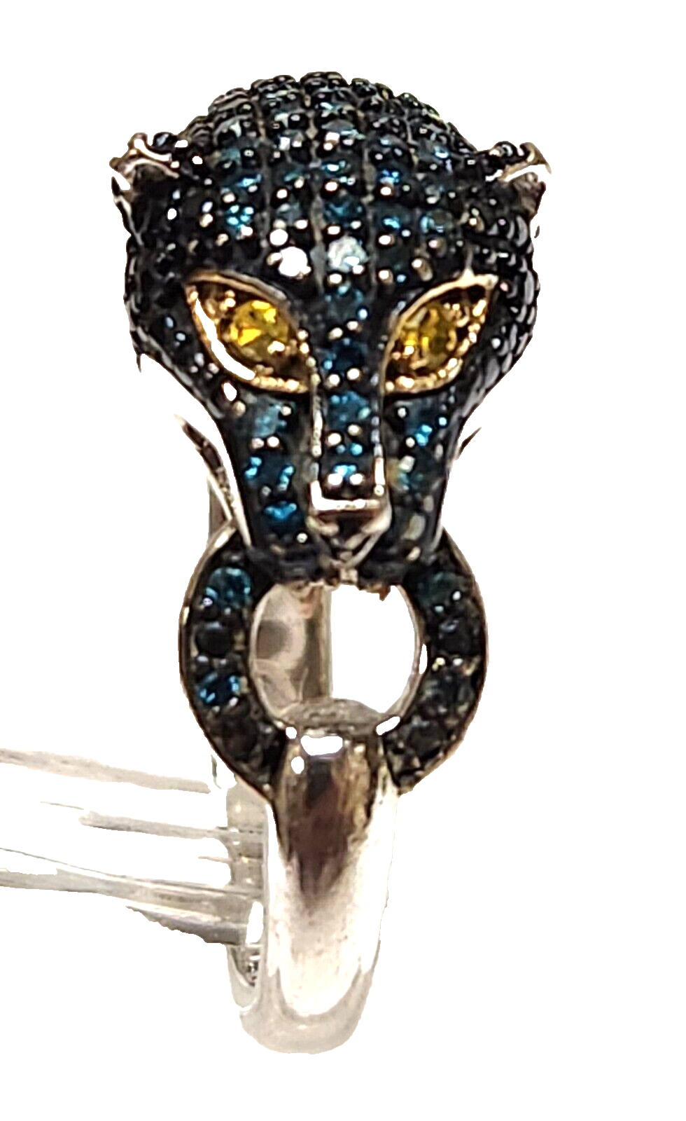 Affinity JS 925 Sterling Silver Blue Yellow Diamond Panther Jaguar Cat ...