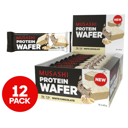 Musashi Protein Wafer 12 x 40g Bars - White Chocolate Crispy Smooth ...