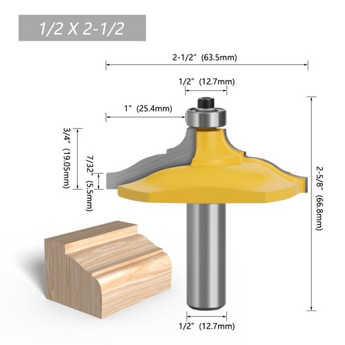 1/2 12mm Shank Table Edge & Handrail Router Bits 2-1/2 Dia. Classical ...