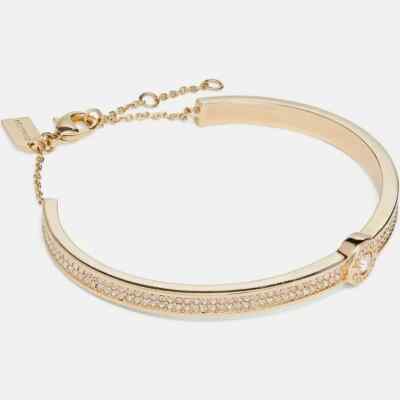 COACH Logo Gold Open Circle Bangle Bracelet Cuff Adjustable Single ...