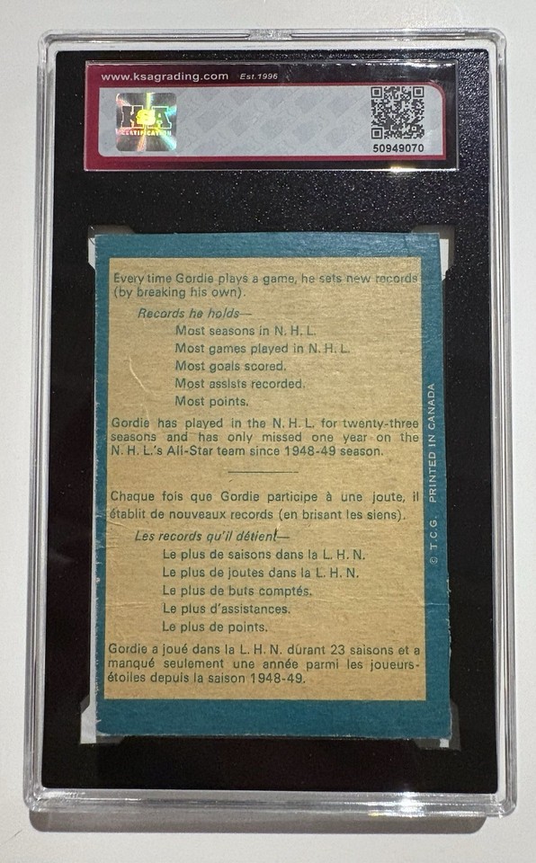 1969-70 O-Pee-Chee Gordie Howe ‘Mr Hockey’ Detroit Red Wings. Graded ...