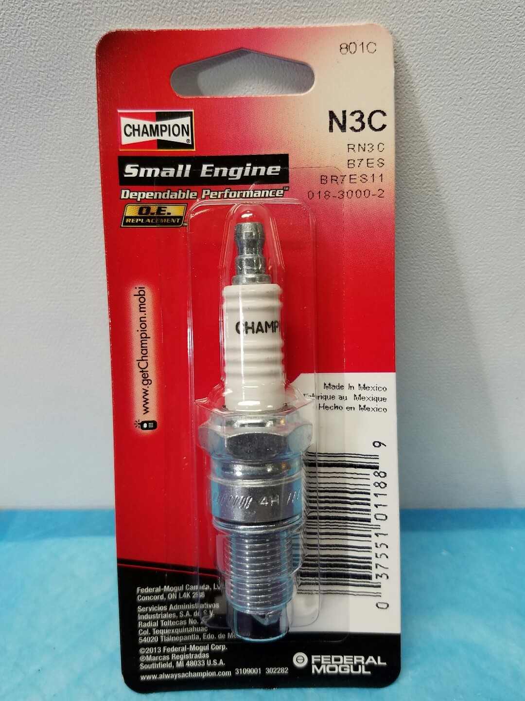 Champion 801C Small Engine Spark Plug -N3C-RN3C-B7ES-BR7ES11--Lot of 10 ...