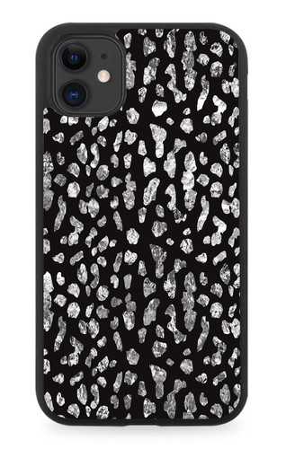 Silver & Black Leopard Print Rubber Phone Case Animal Safari Print ...