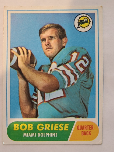 1968 BOB GRIESE - Topps ROOKIE Football Card # 196 - MIAMI DOLPHINS | eBay